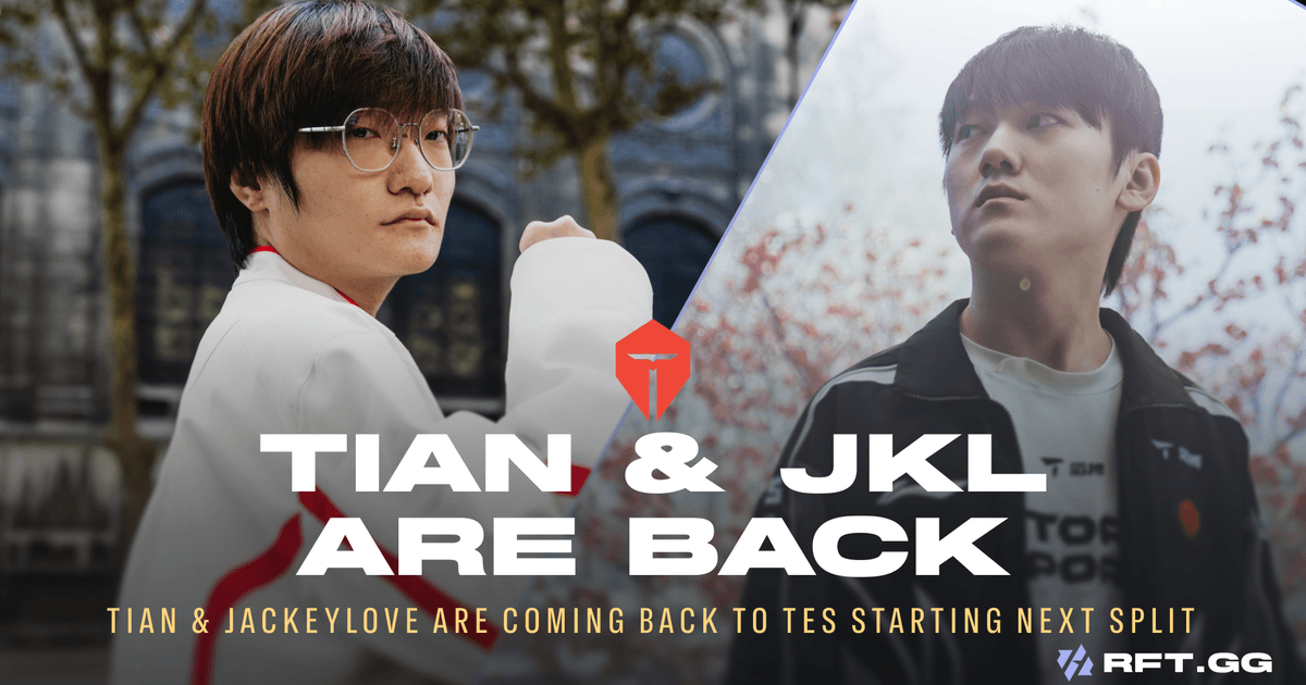 Tian and JackeyLove Return to Top Esports | RFT.GG